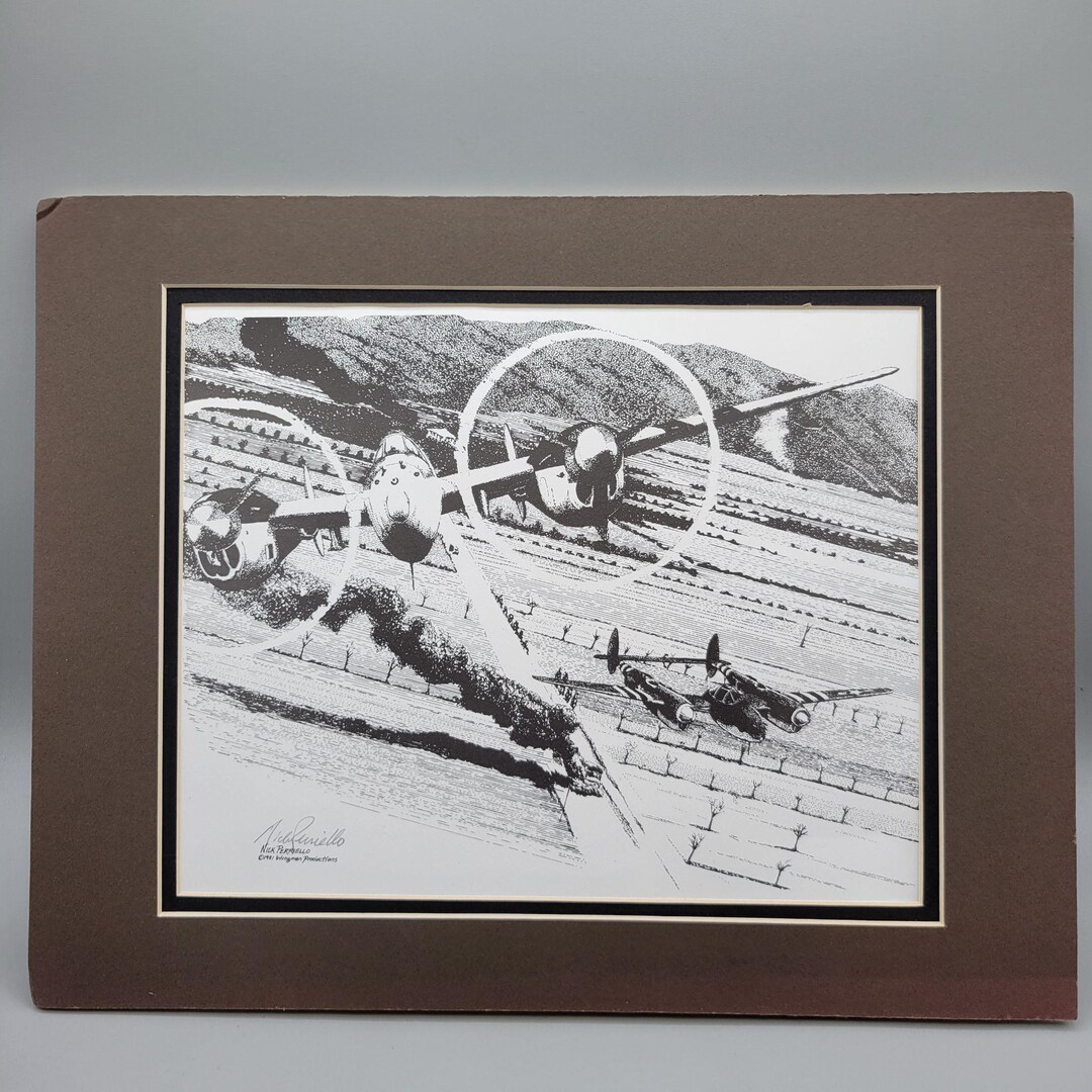 Nick Perriello, impression d'art avion noir et blanc signée Wingman ...