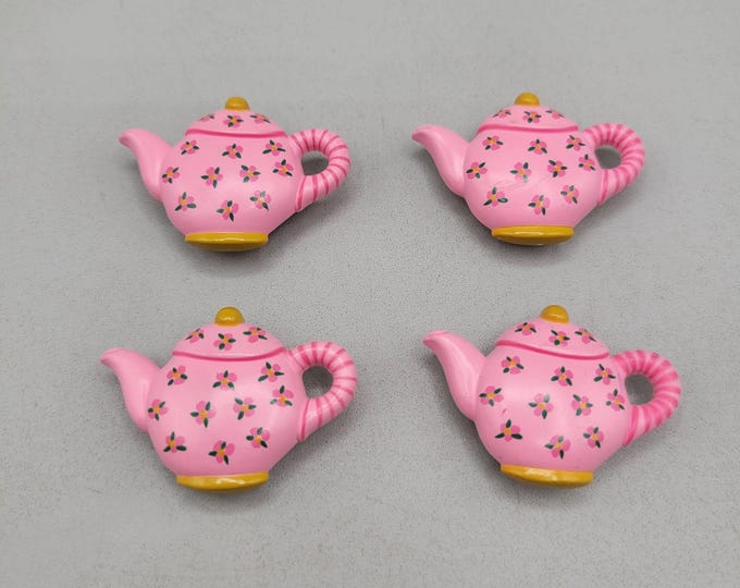 Decorative Pink Teapot Shaped Button Covers With Metal Fastenings Set ...