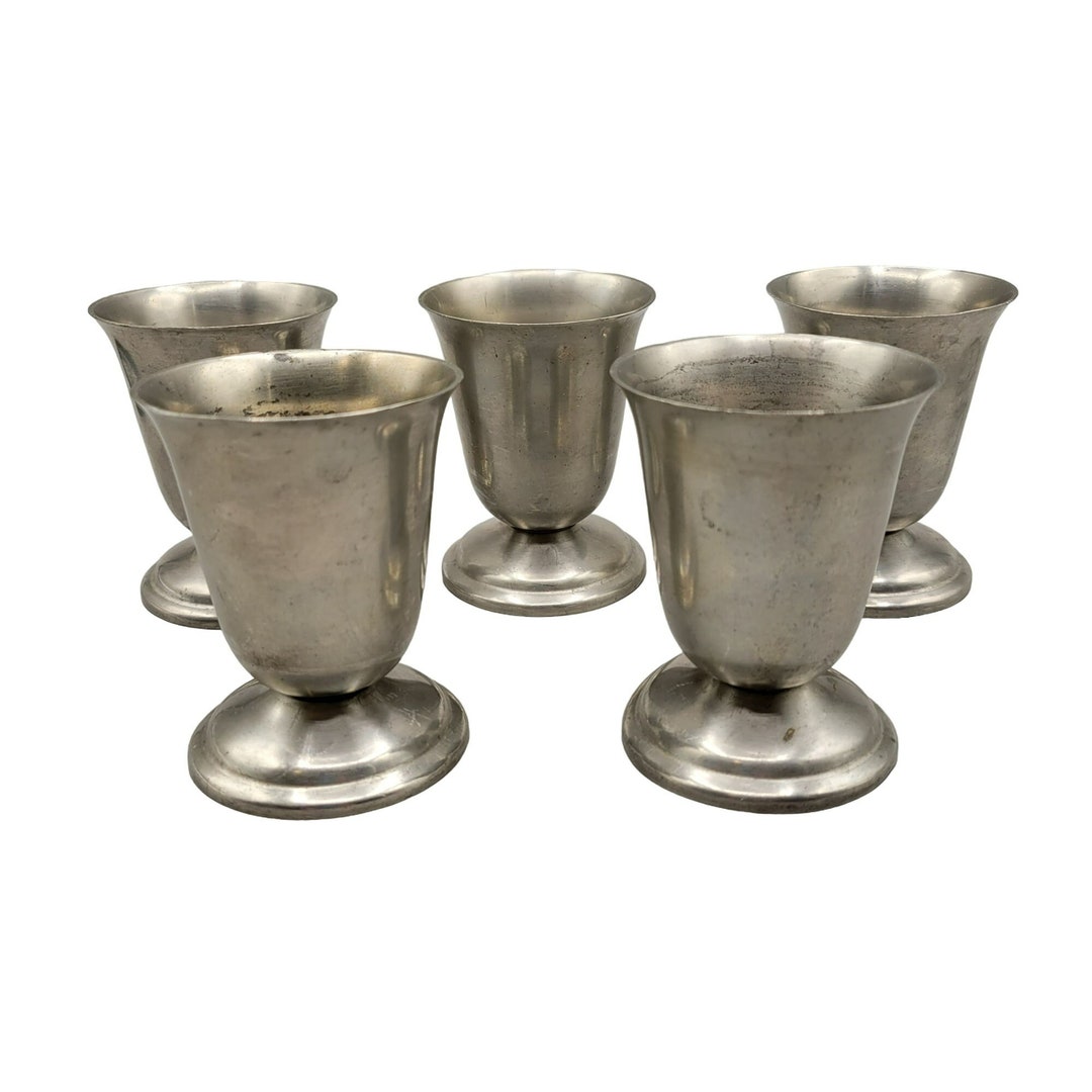 Continental Silver Co Pewter Goblets Communion Wine Cups #978 Set of 5 ...