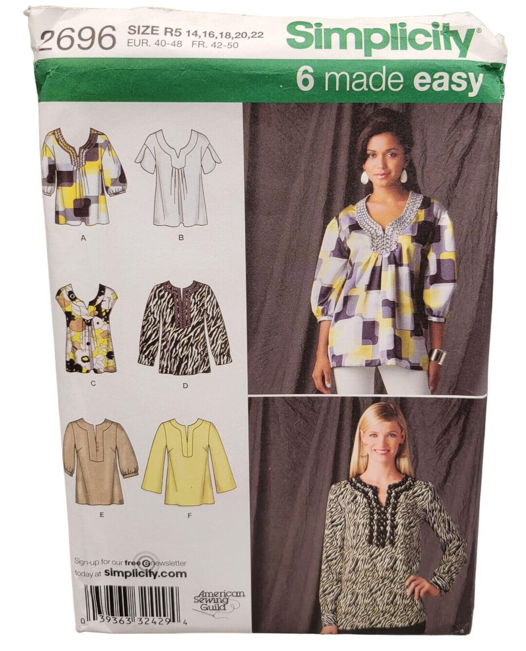 Simplicity Pullover Tunics Sewing Pattern 2696 Size 14-22 UNCUT - Etsy