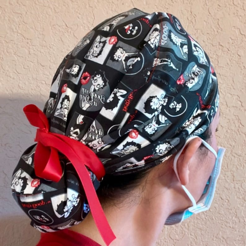 Betty Boop Surgical Scrub Hat/cap for Nurse/or Nurse Bonnet, Long Hair ...