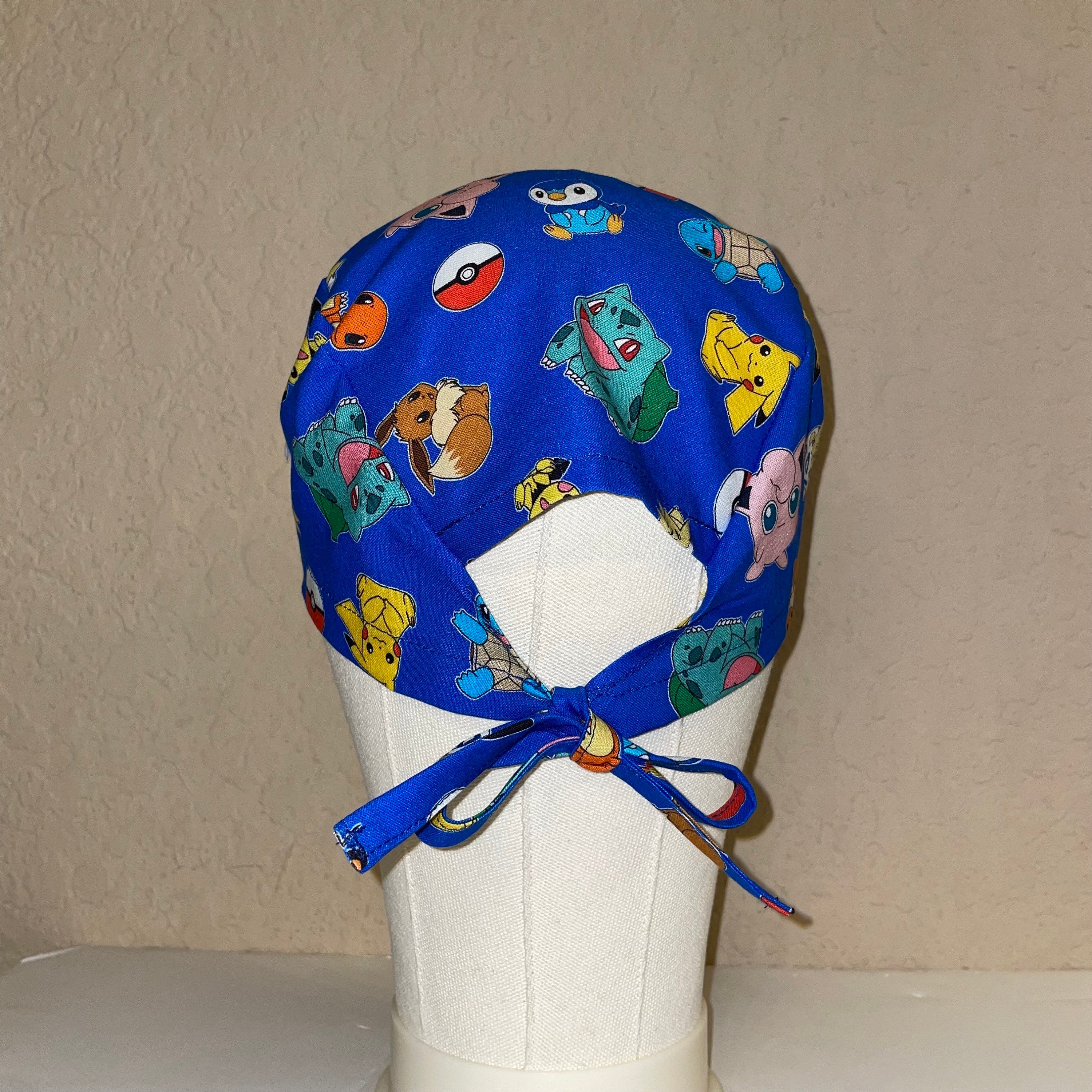 Pokemon Mens Surgical Scrub Cap, Blue Skull Caps for Men Medical Hat ...
