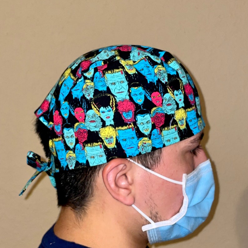 Mens Horror Surgical Scrub Cap| Halloween Scrub Hat for Nurse| Scary ...