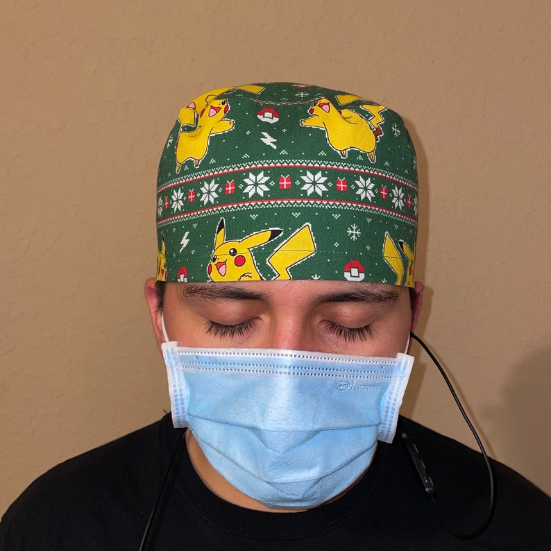 Mens Pikachu Surgical Scrub Cap| Christmas Skull Cap for Men| Pokemon ...