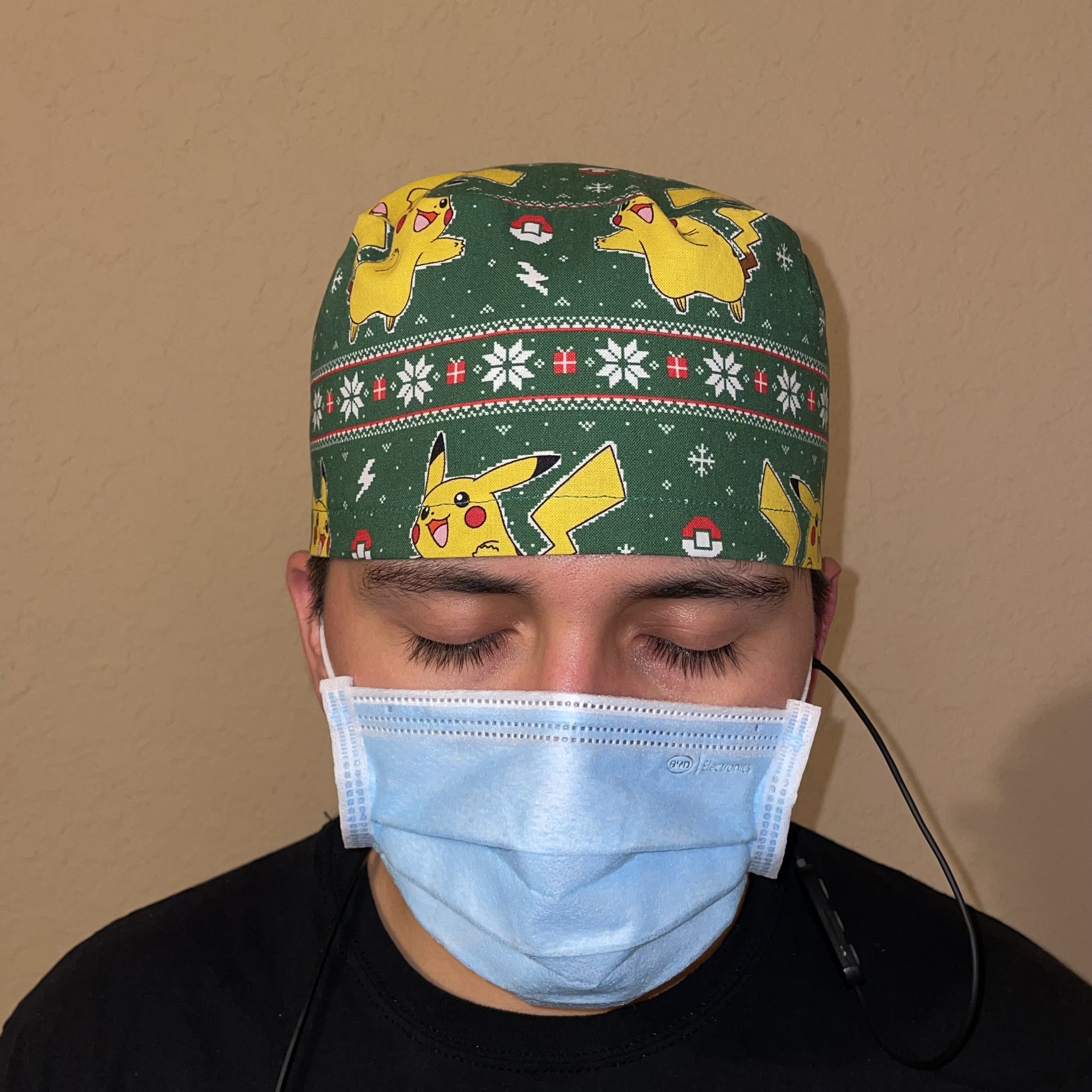 Mens Pikachu Surgical Scrub Cap| Christmas Skull Cap for Men| Pokemon ...