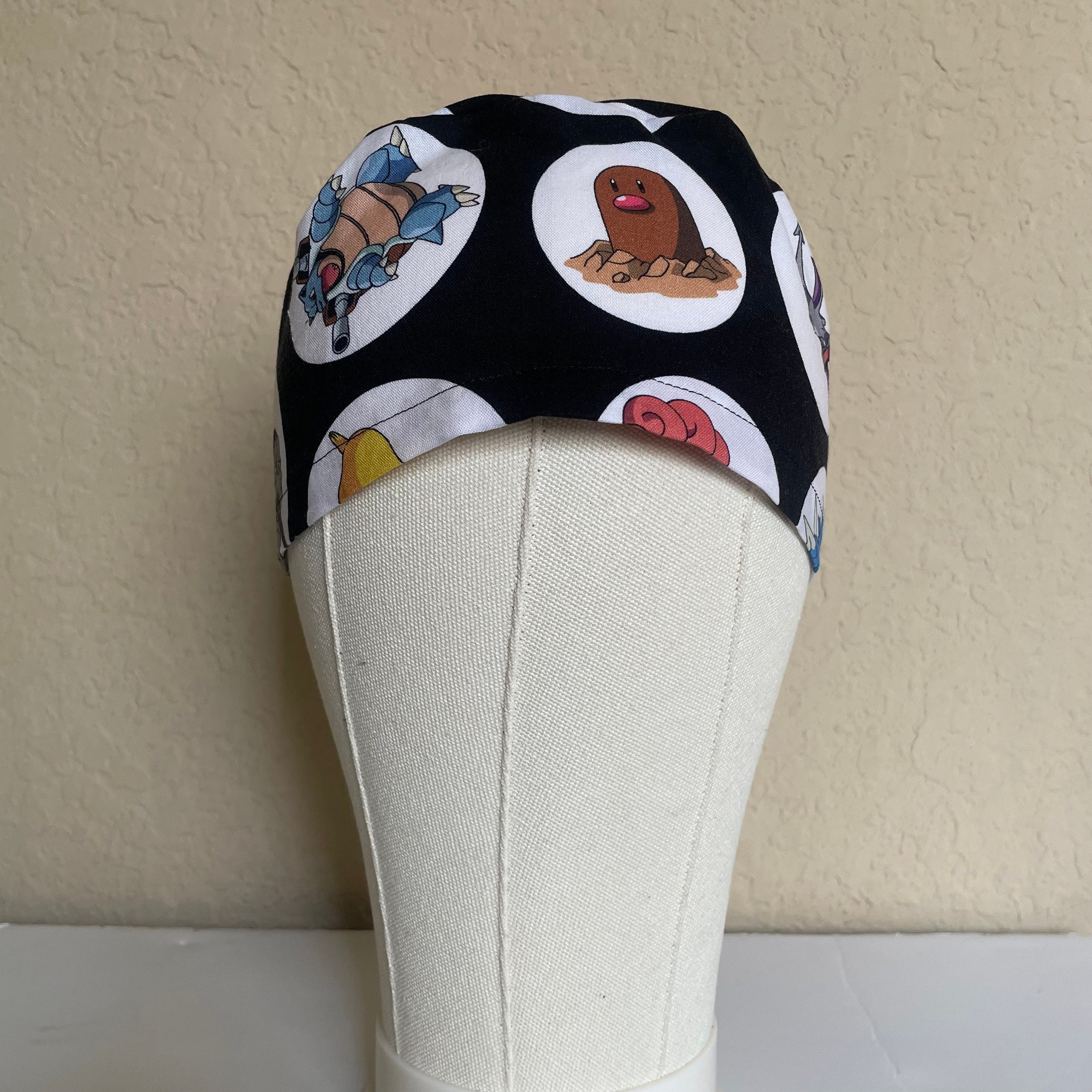 Pokémon Original Mens Surgical Scrub Cap, Black| Indigo League Skull ...