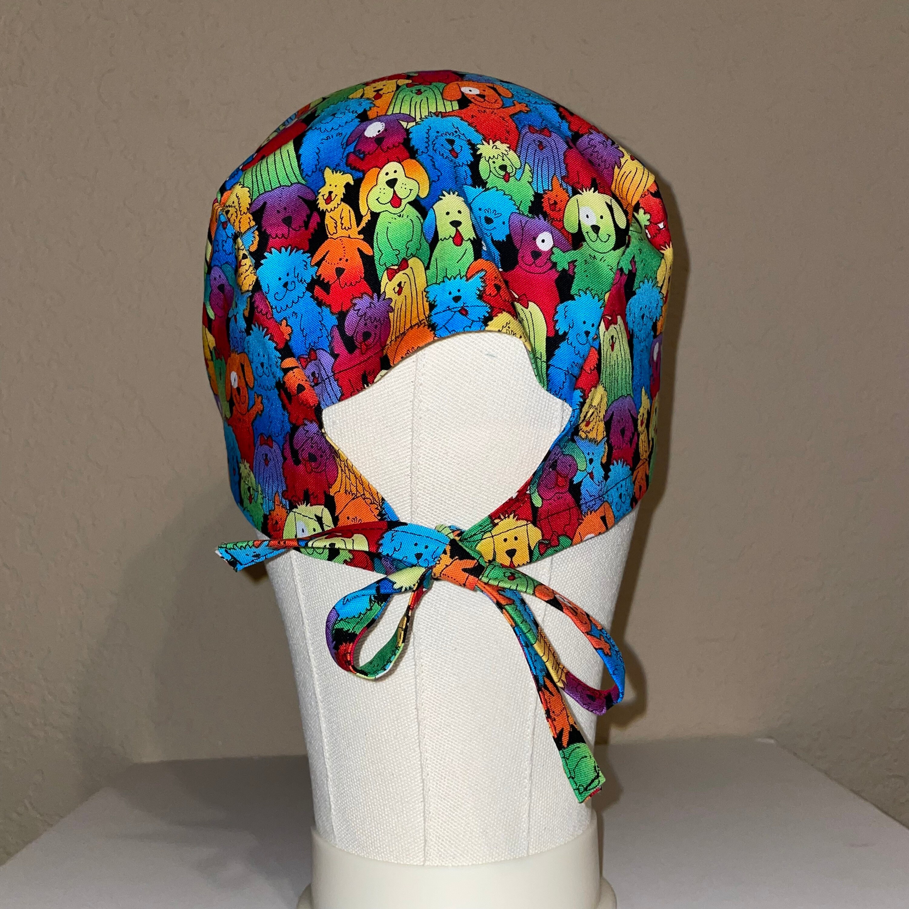 Mens Surgical Scrub Cap Dogs Veterinarian Scrub Hat Funny Tie Cap for ...