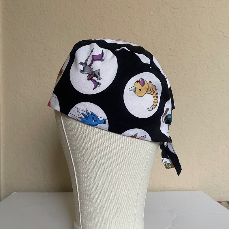 Pokémon Original Mens Surgical Scrub Cap, Black| Indigo League Skull ...