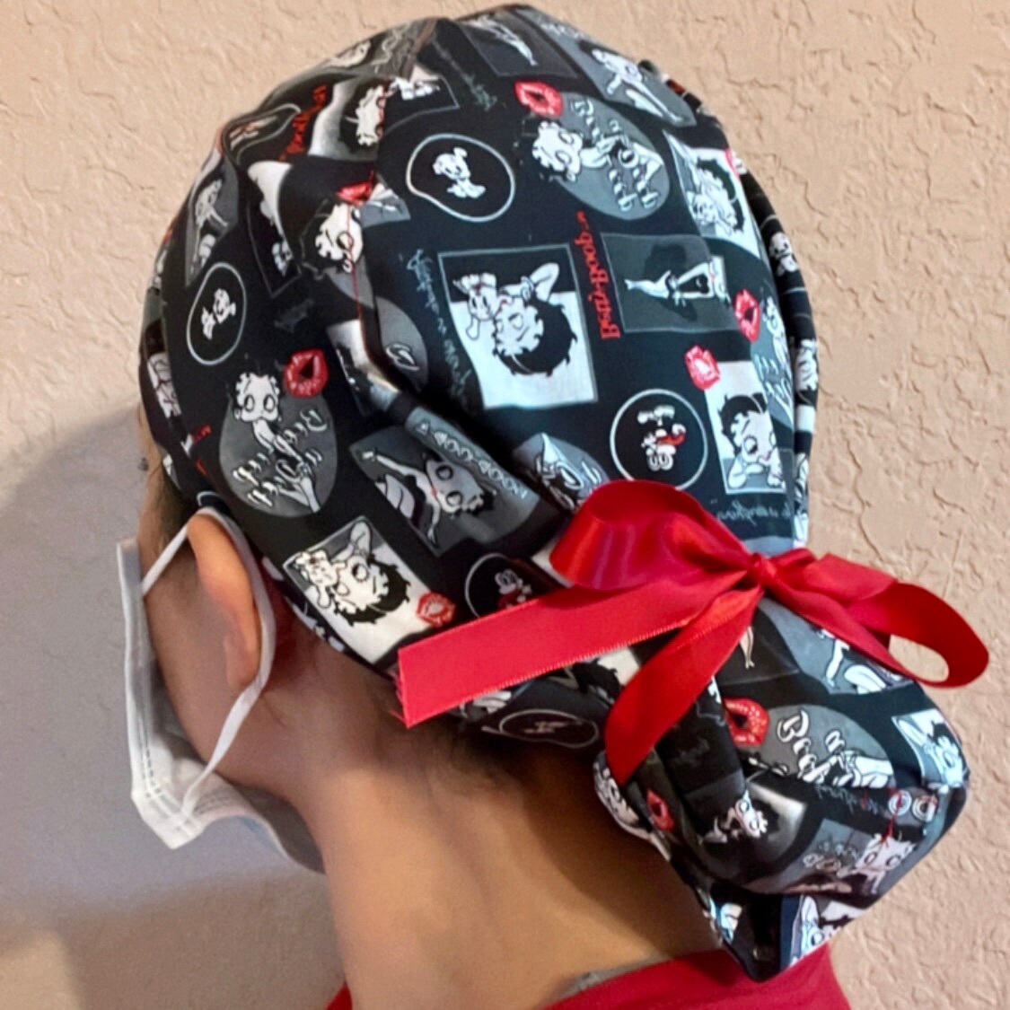 Betty Boop Surgical Scrub Hat/cap for Nurse/or Nurse Bonnet, Long Hair ...