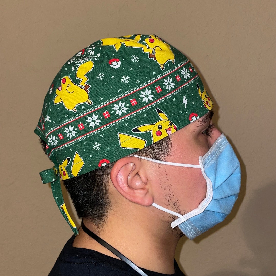 Mens Pikachu Surgical Scrub Cap| Christmas Skull Cap for Men| Pokemon ...
