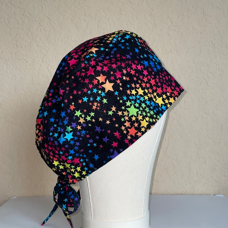 Stars on Black Medical Bonnet Women Cute Surgical Scrub Cap - Etsy