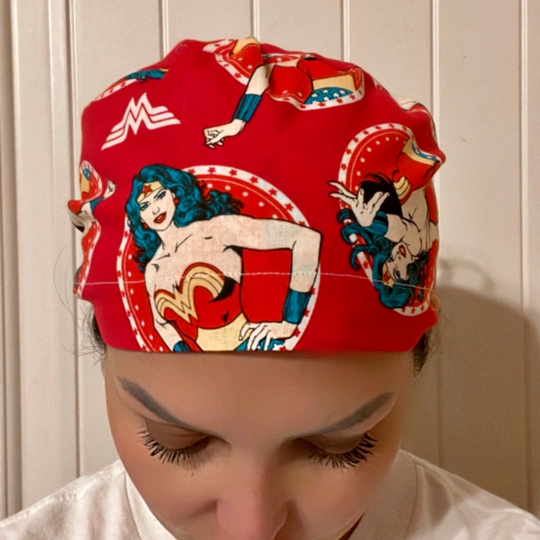 Wonder Woman Surgical Scrub Cap, Red/ Surgery Caps for Women/ Superhero ...