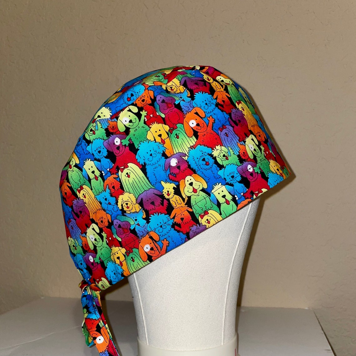 Womens Surgical Scrub Cap Dogs| Hats for Vet, Canine| Cute Nurse Bonnet ...