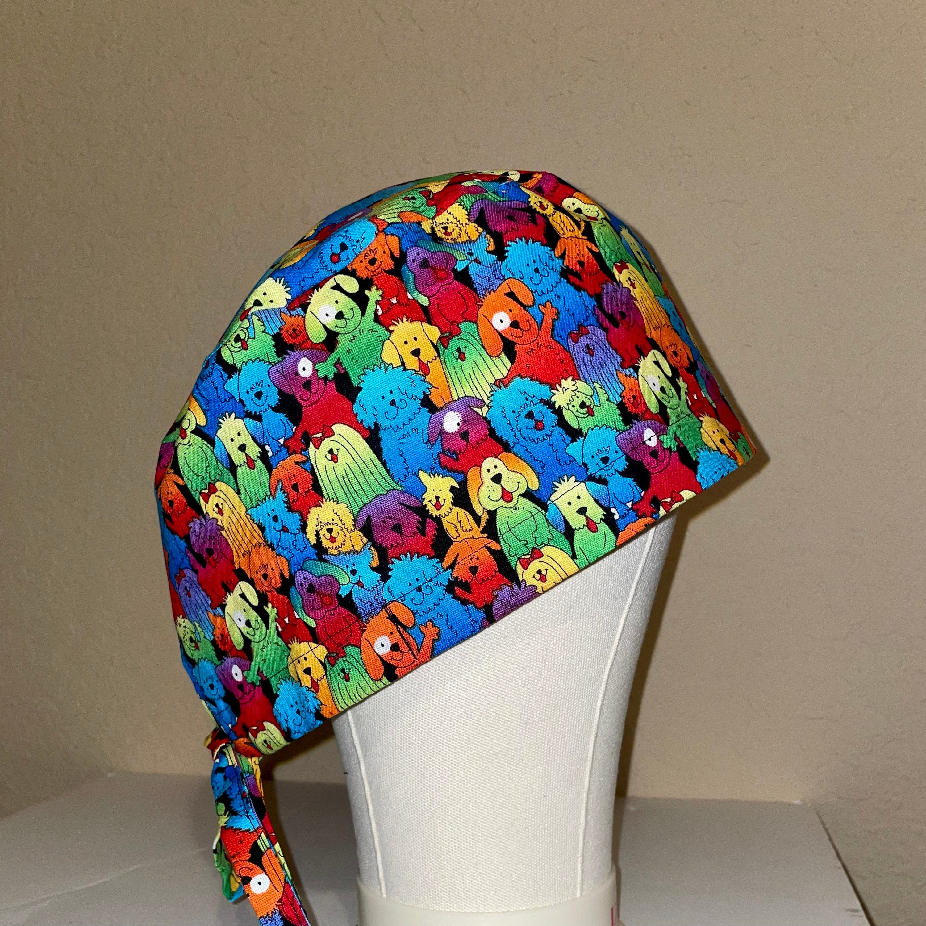 Womens Surgical Scrub Cap Dogs| Hats for Vet, Canine| Cute Nurse Bonnet ...