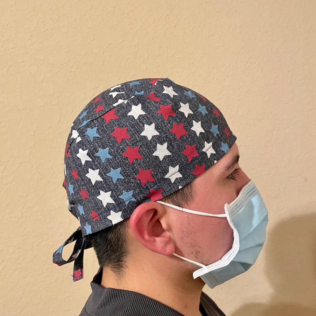 Mens Surgical Scrub Caps| Patriotic Scrub Cap for Men| Stars and ...