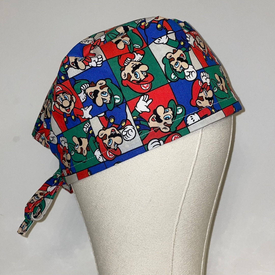 Mario and Luigi Mens Surgical Scrub Cap Super Mario Scrub Caps for Men ...