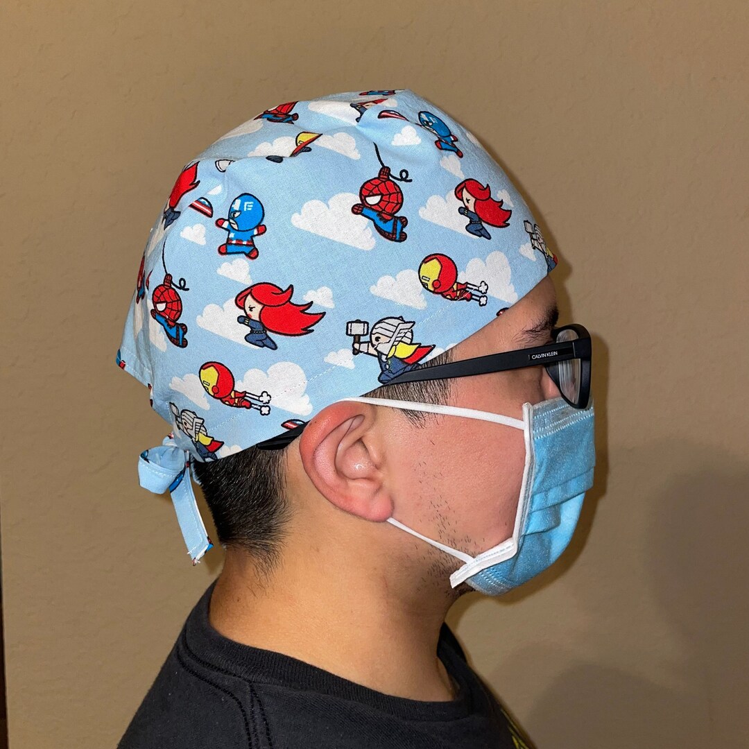Mens Avengers Scrub Cap Marvel Scrub Hat for Nurse Chibi Avengers ...