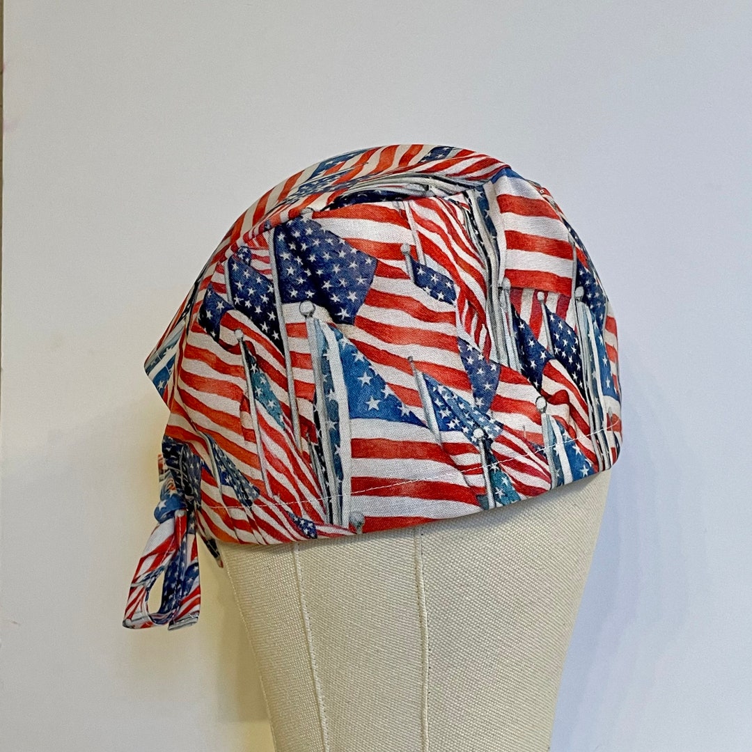 Mens Surgical Scrub Caps| American Flag Scrub Cap for Men| USA Hat for ...