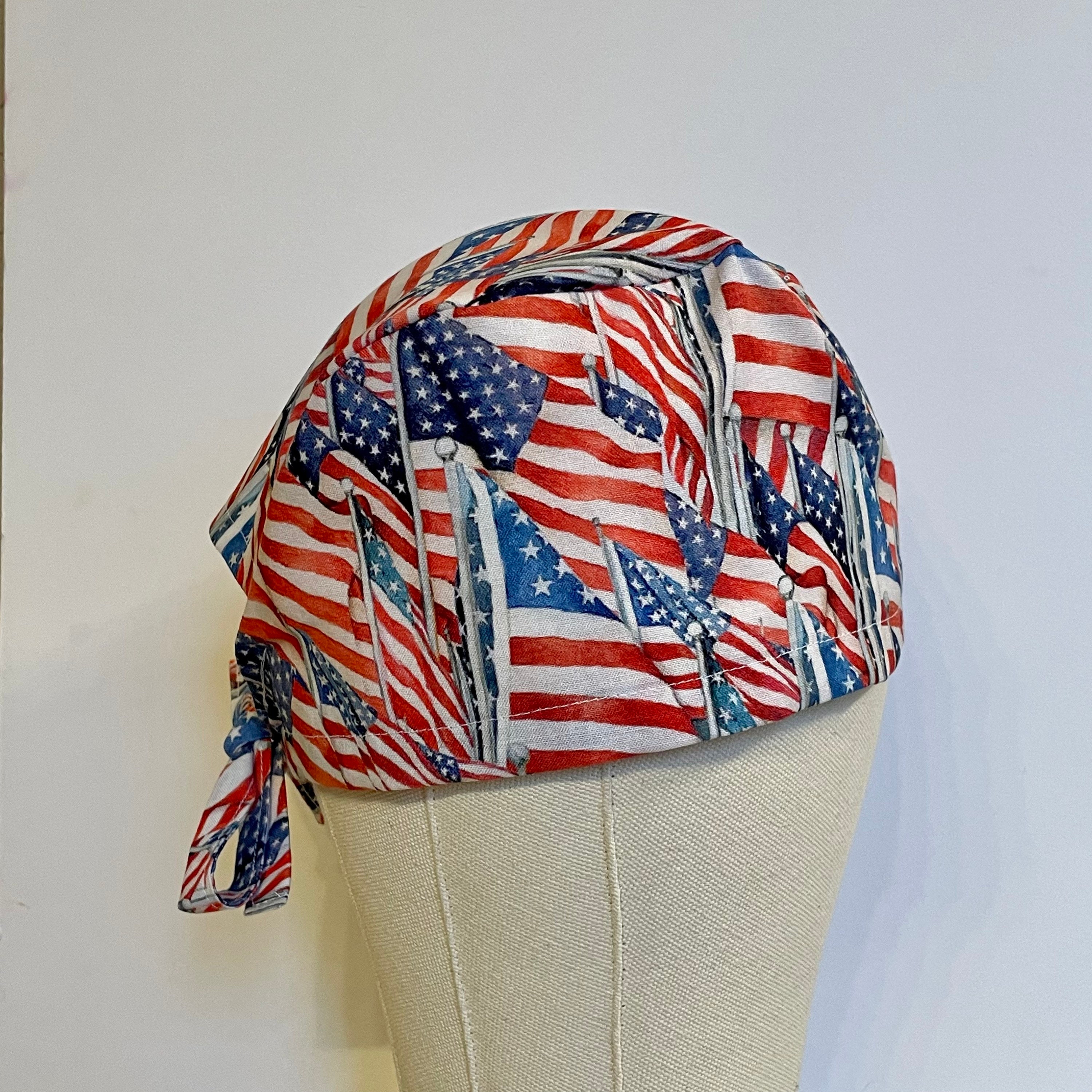 Mens Surgical Scrub Caps| American Flag Scrub Cap for Men| USA Hat for ...