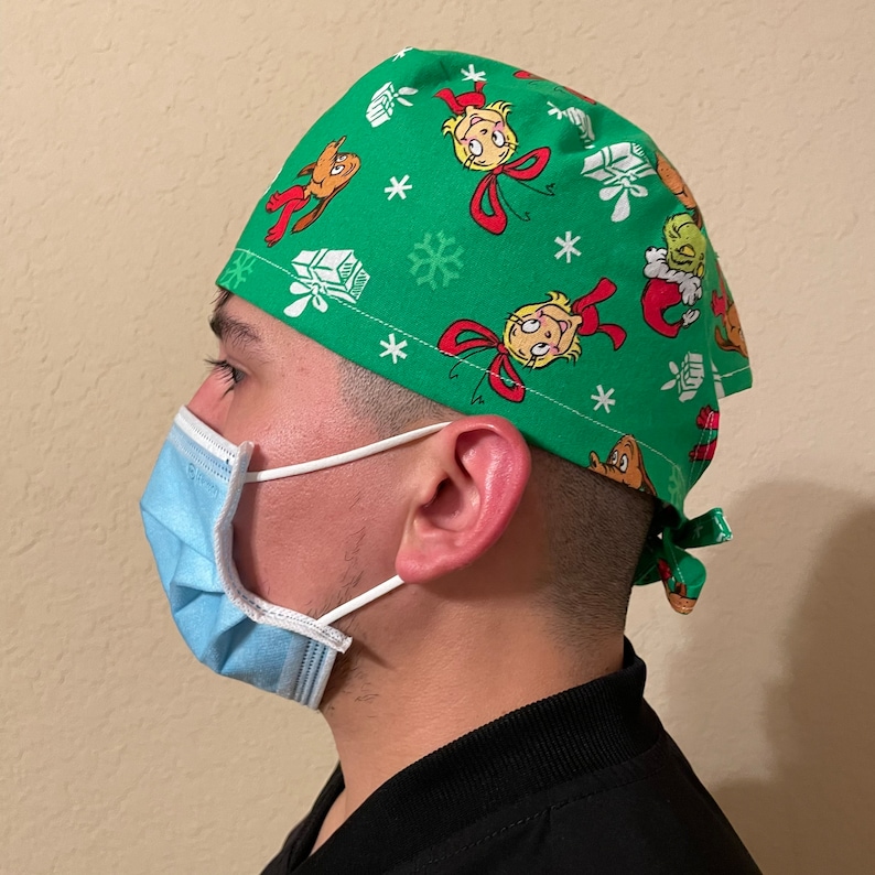 Mens Grinch Surgical Scrub Cap| Christmas Scrub Hat for Men| Grinch ...