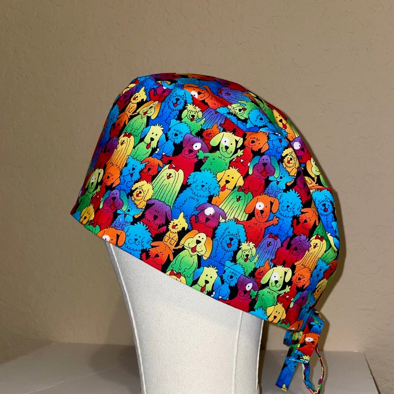 Womens Surgical Scrub Cap Dogs| Hats for Vet, Canine| Cute Nurse Bonnet ...
