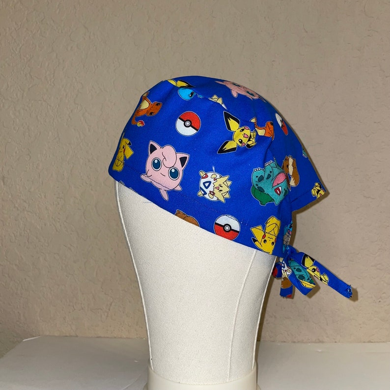 Pokemon Mens Surgical Scrub Cap, Blue Skull Caps for Men Medical Hat ...