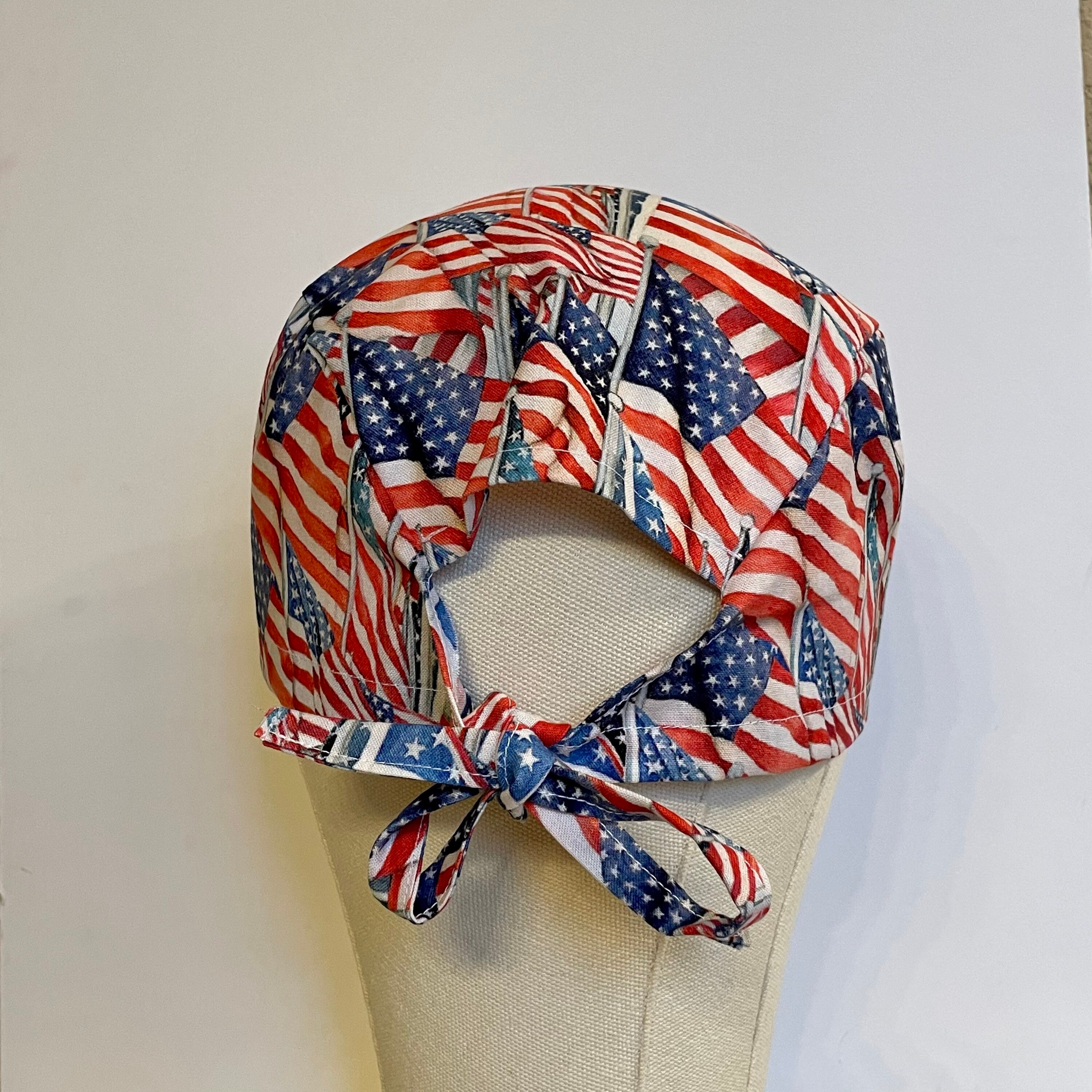 Mens Surgical Scrub Caps| American Flag Scrub Cap for Men| USA Hat for ...