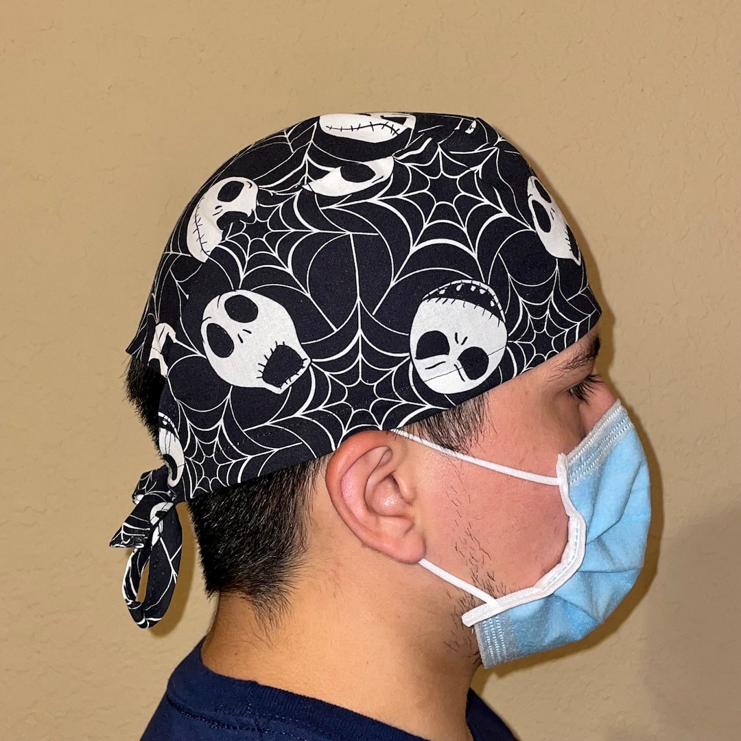 Mens Halloween Surgical Scrub Cap| Nightmare Before Christmas Scrub Cap ...
