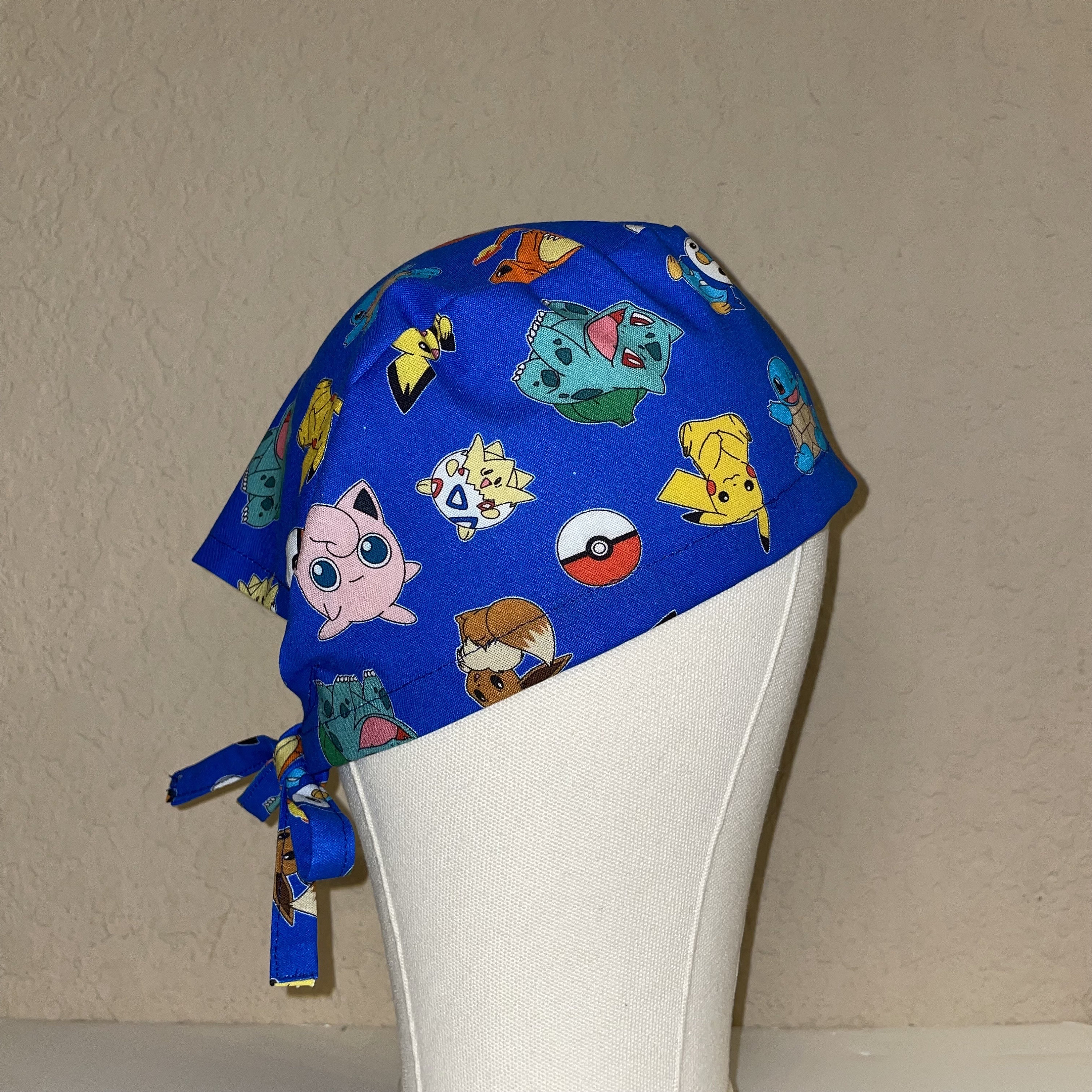 Pokemon Mens Surgical Scrub Cap, Blue Skull Caps for Men Medical Hat ...