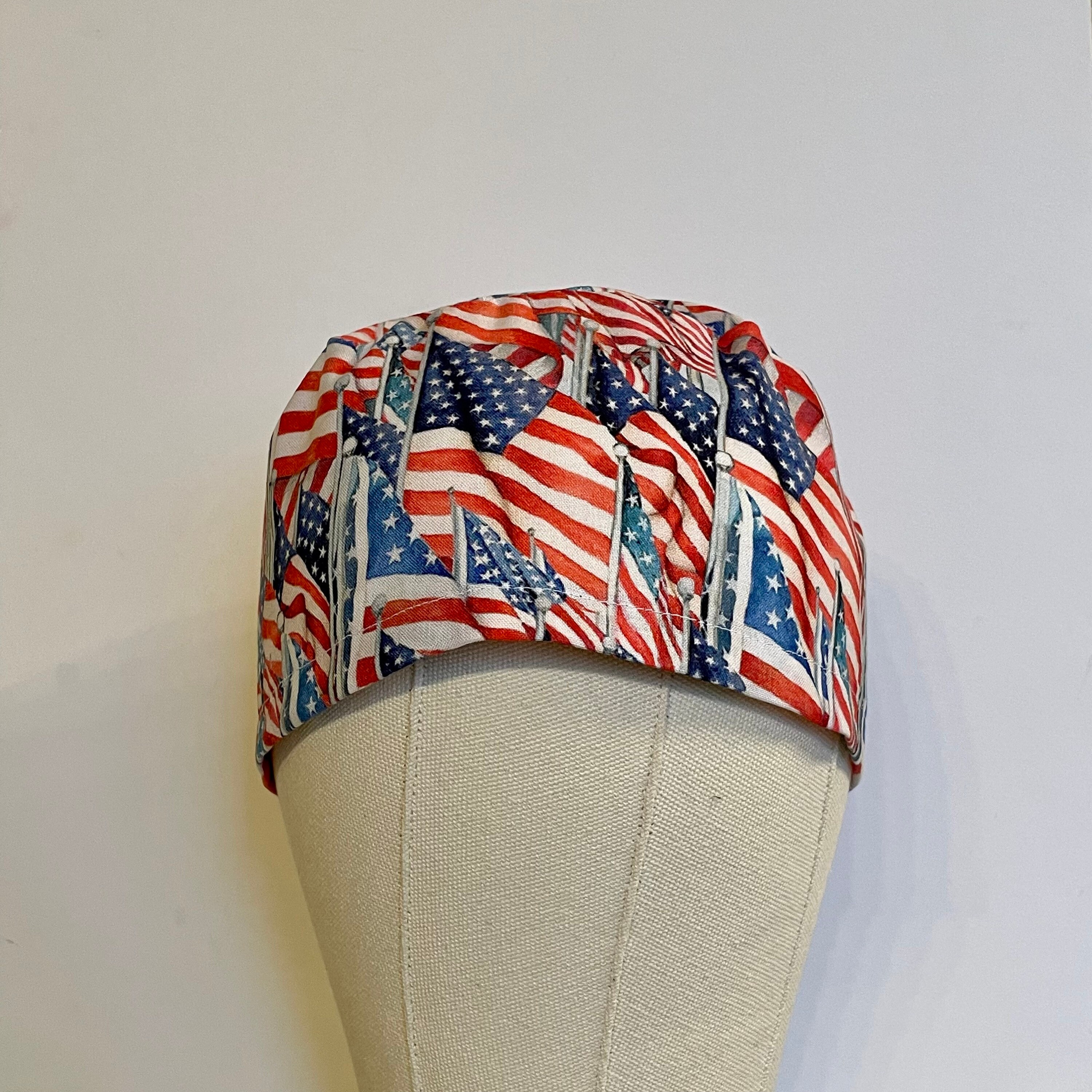 Mens Surgical Scrub Caps| American Flag Scrub Cap for Men| USA Hat for ...
