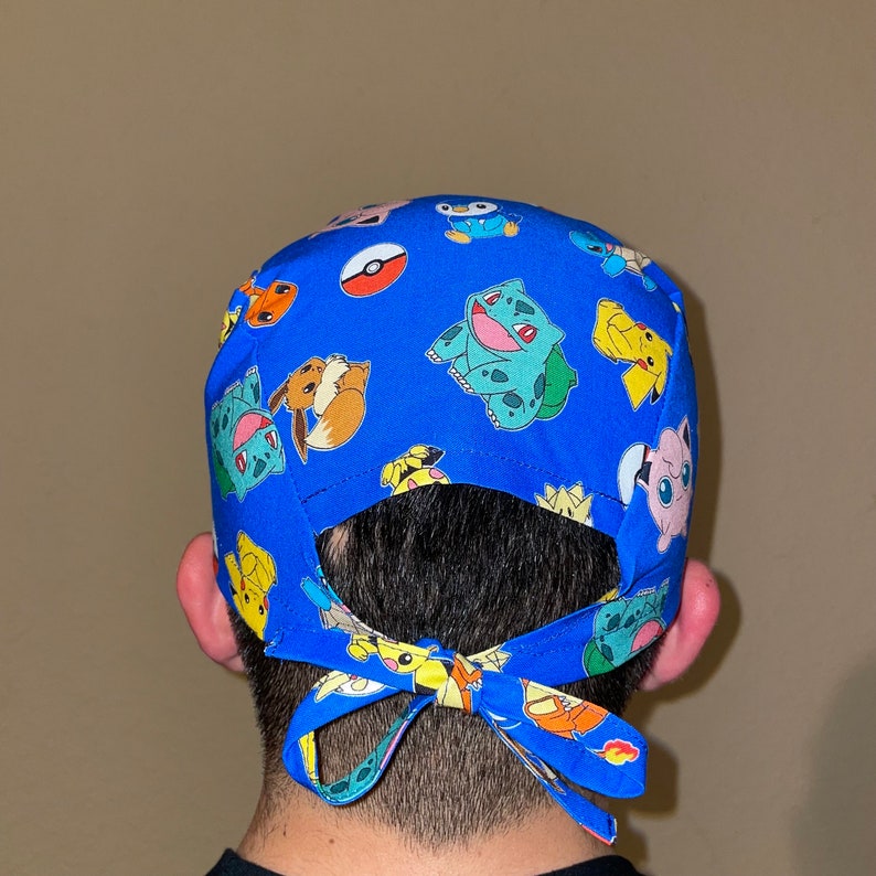 Pokemon Mens Surgical Scrub Cap, Blue Skull Caps for Men Medical Hat ...