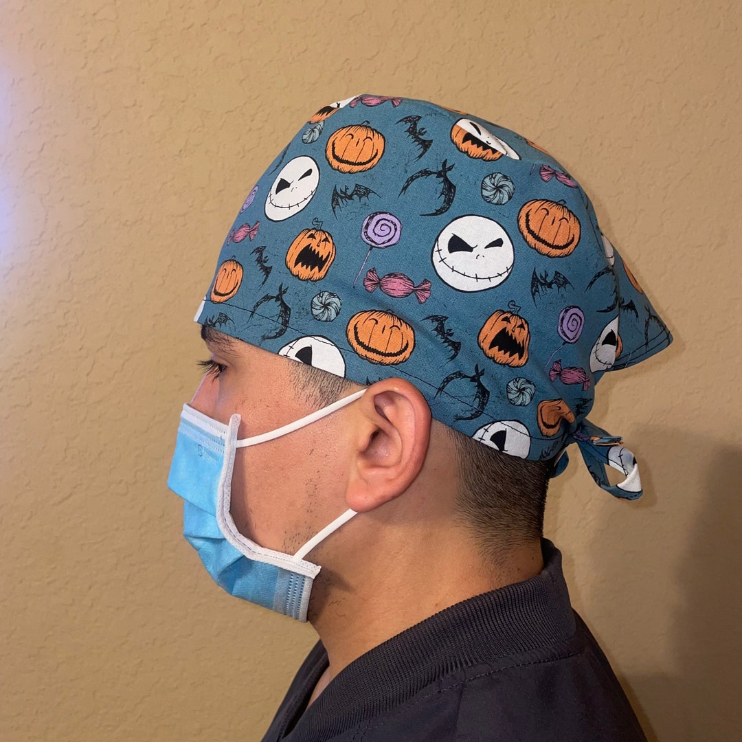 Mens Nightmare Before Christmas Scrub Cap/jack Skellington Halloween ...