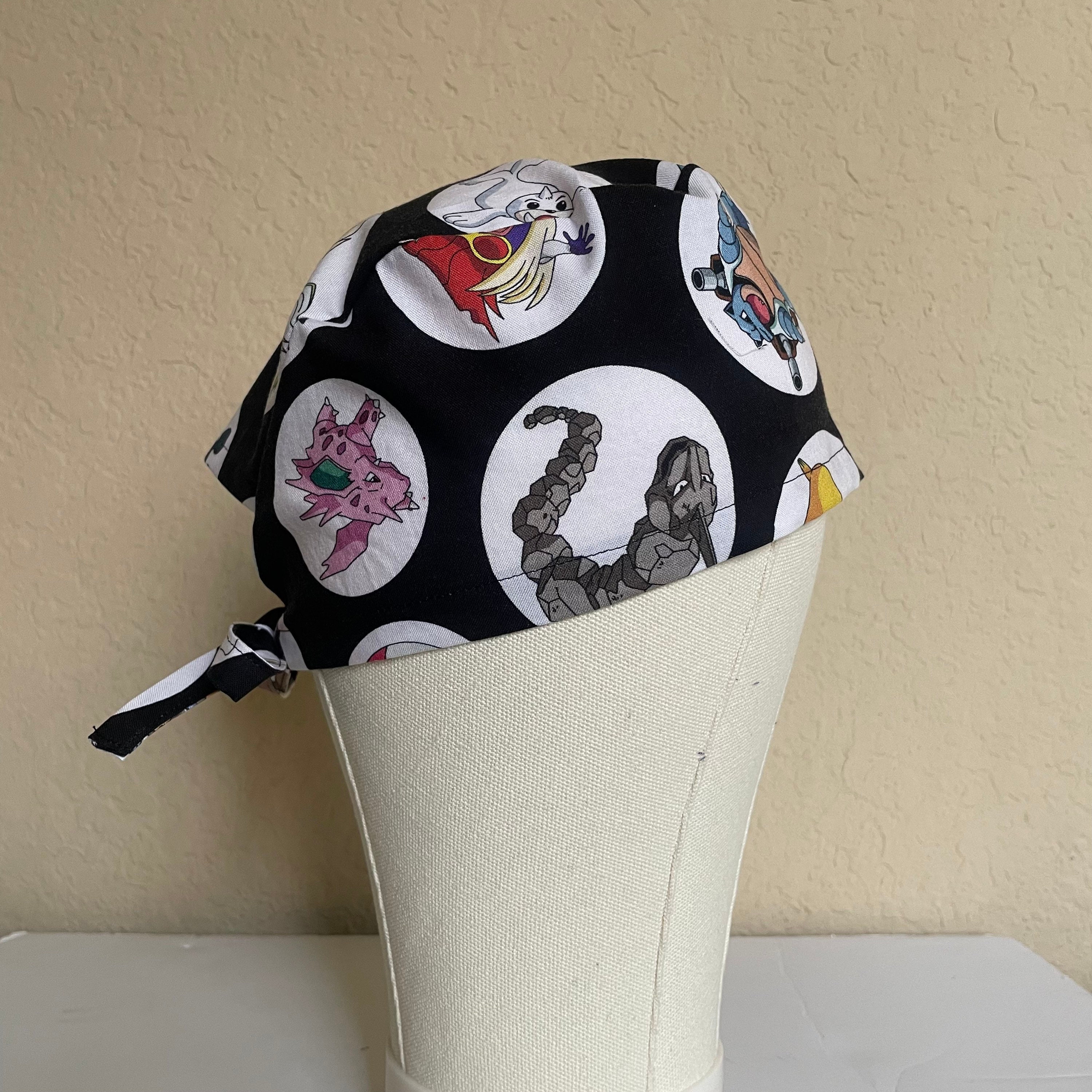 Pokémon Original Mens Surgical Scrub Cap, Black| Indigo League Skull ...