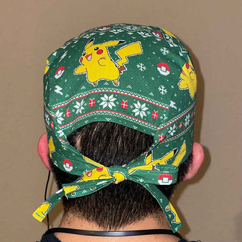 Mens Pikachu Surgical Scrub Cap| Christmas Skull Cap for Men| Pokemon ...
