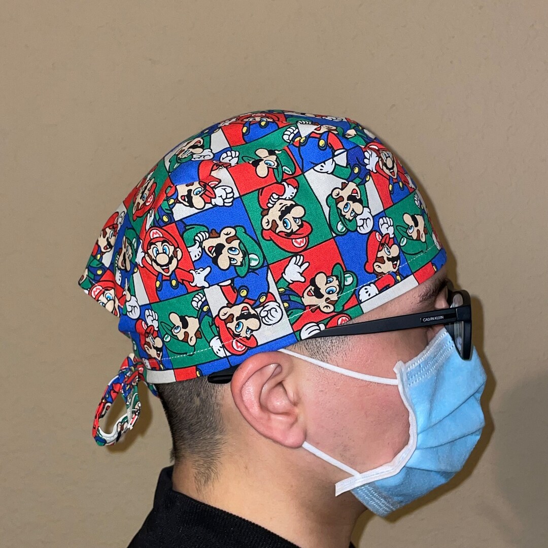 Mario and Luigi Mens Surgical Scrub Cap | Super Mario Scrub Caps for ...