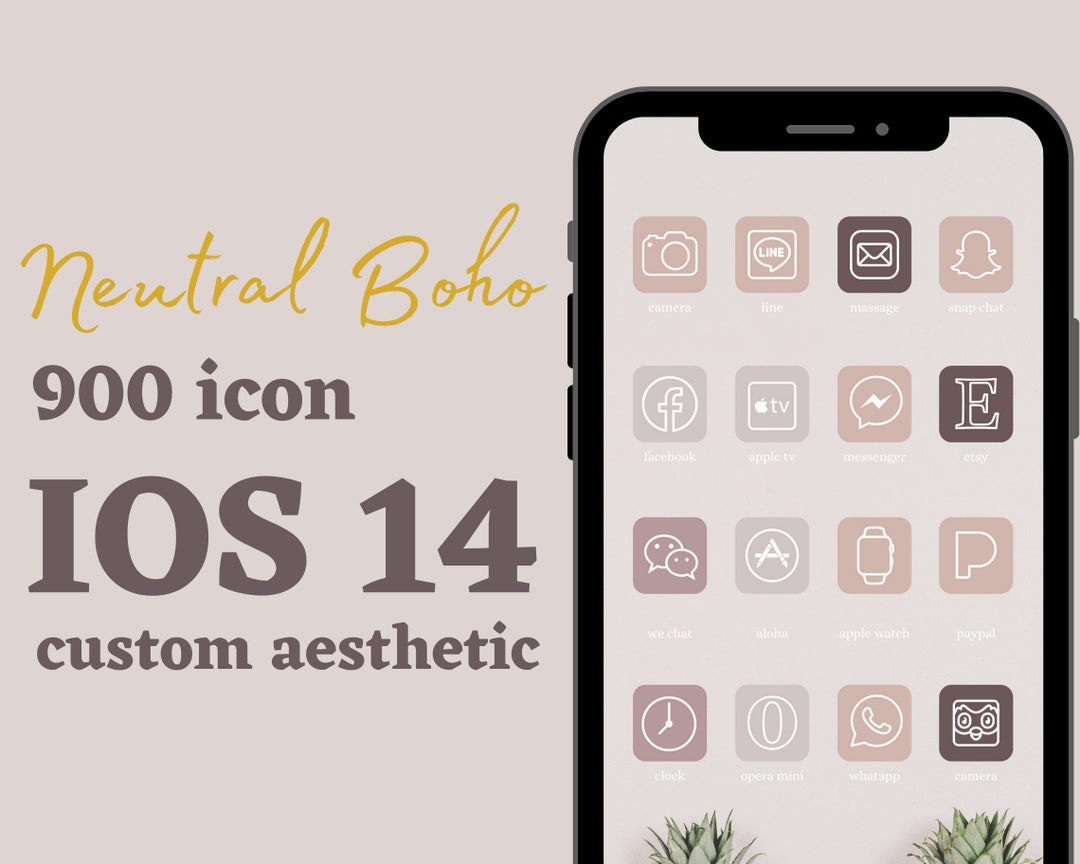 900 Boho Icon Pack for IOS 14 Boho App Icon Customizing Home Screen for ...