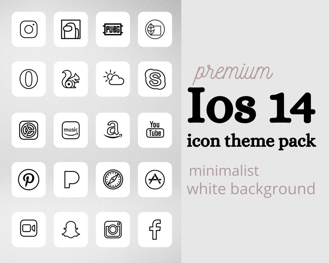 IOS 14 App Icons, Minimal White App Icons, IOS Homescreen Icons, IOS 14 ...