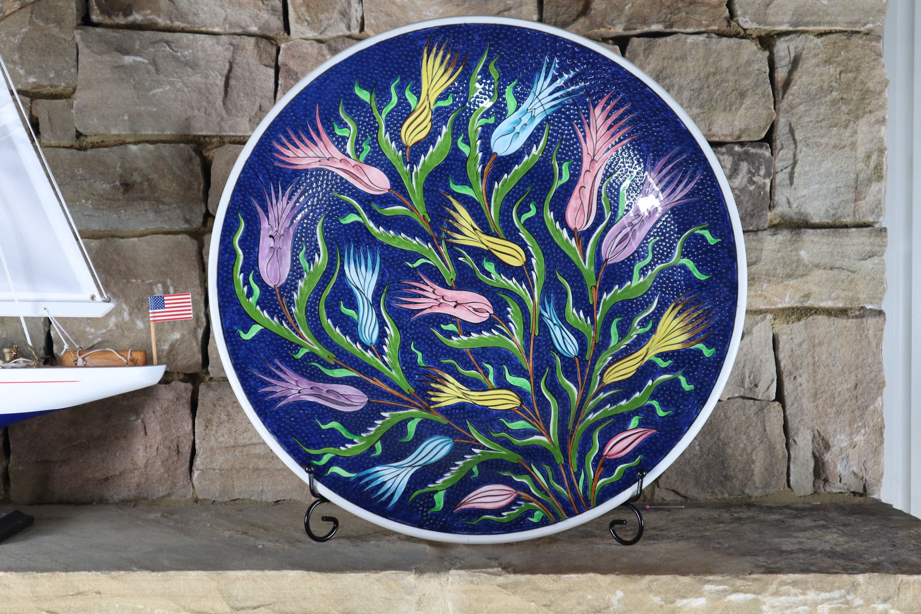 Handmade Unique Turkish Ceramic Classic Iznik Design Plate 40 Cm - Lale ...