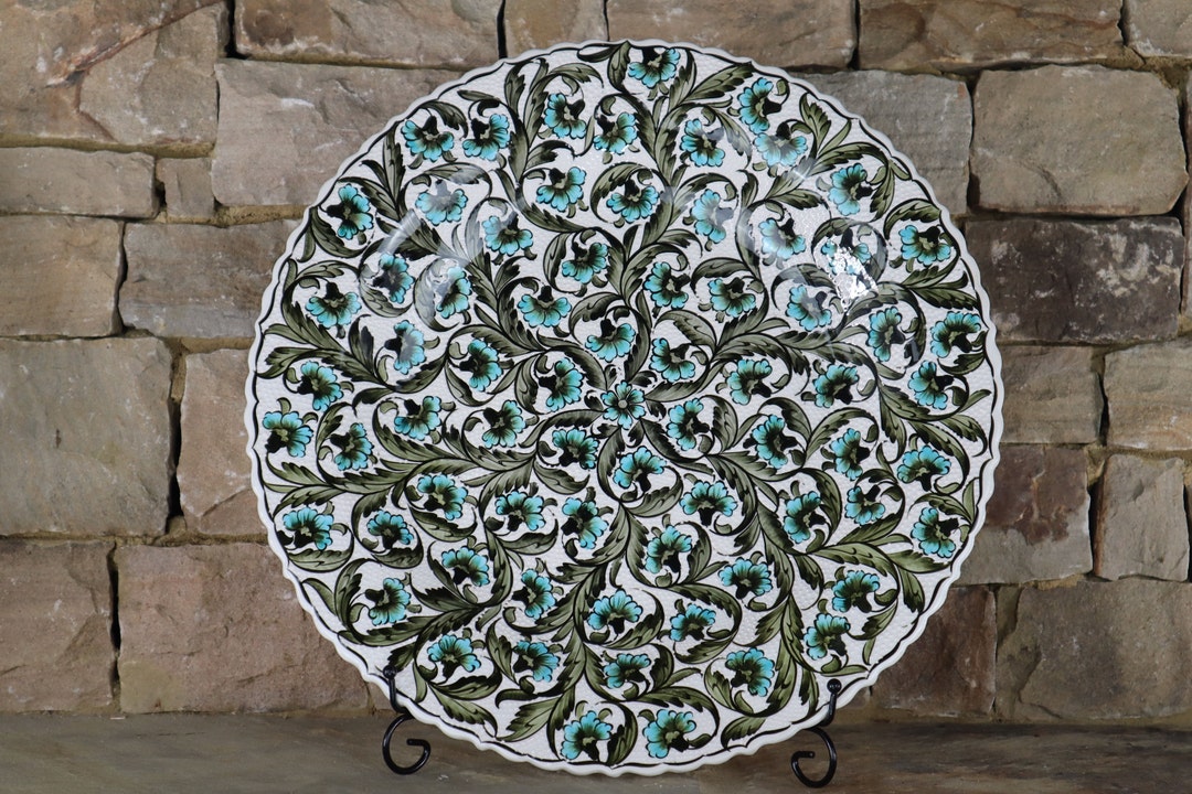 Handmade Unique Turkish Ceramic Classic Iznik Design Plate 40 Cm ...