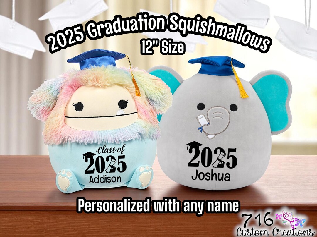 12" Personalized Graduation Squishmallow, Stuffed Animal, Gift for Grad ...