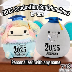 12" Personalized Graduation Squishmallow, Stuffed Animal, Gift for Grad ...