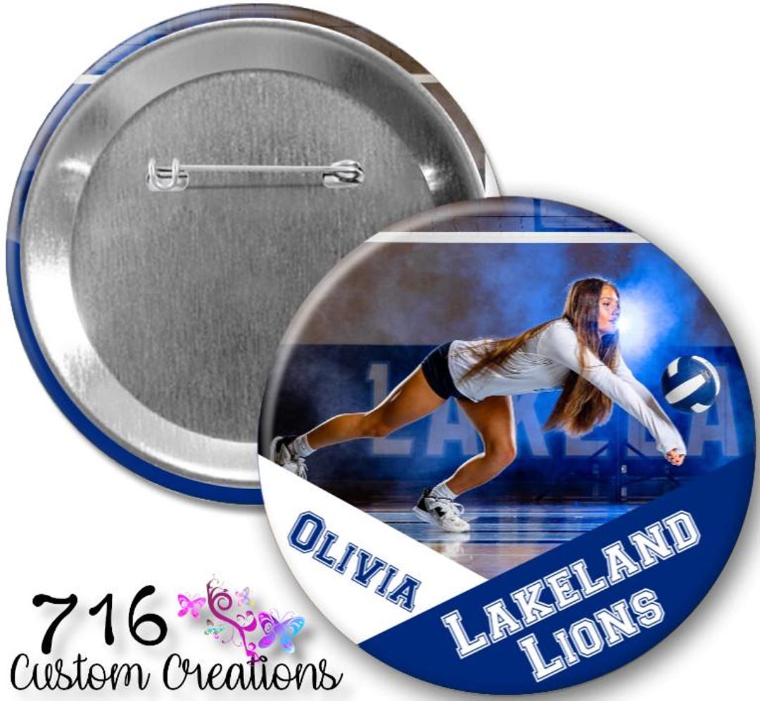 Custom Sport Photo Button, 3 Inch Pin Back Button, Personalized Sport ...