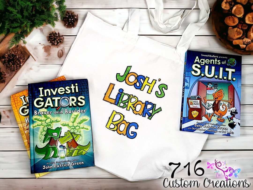 Reusable Personalized Library Bag, Library Name Tote Bag, Bags for ...
