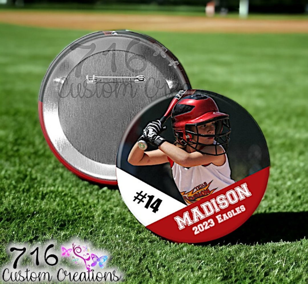 Custom Sport Photo Button, 3 Inch Pin Back Button, Personalized Sport ...