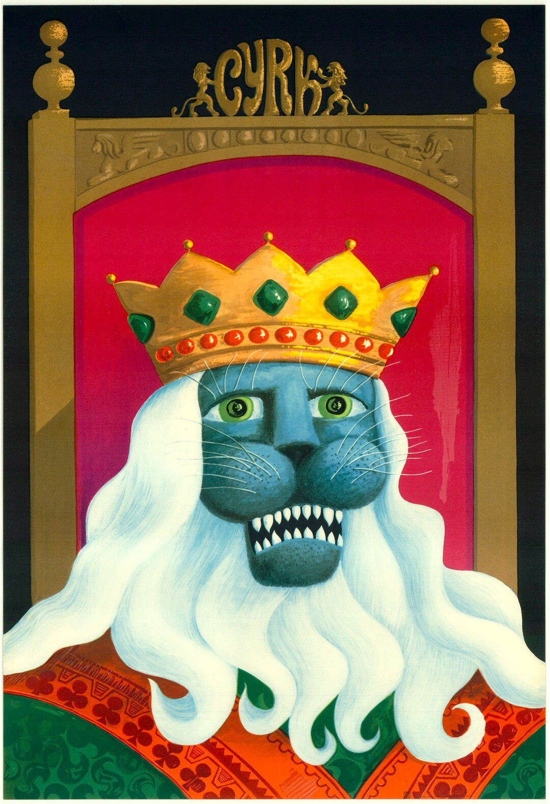 CYRK Lion on a Throne! Vintage Polish Circus Poster Hilscher Art 1975 ...