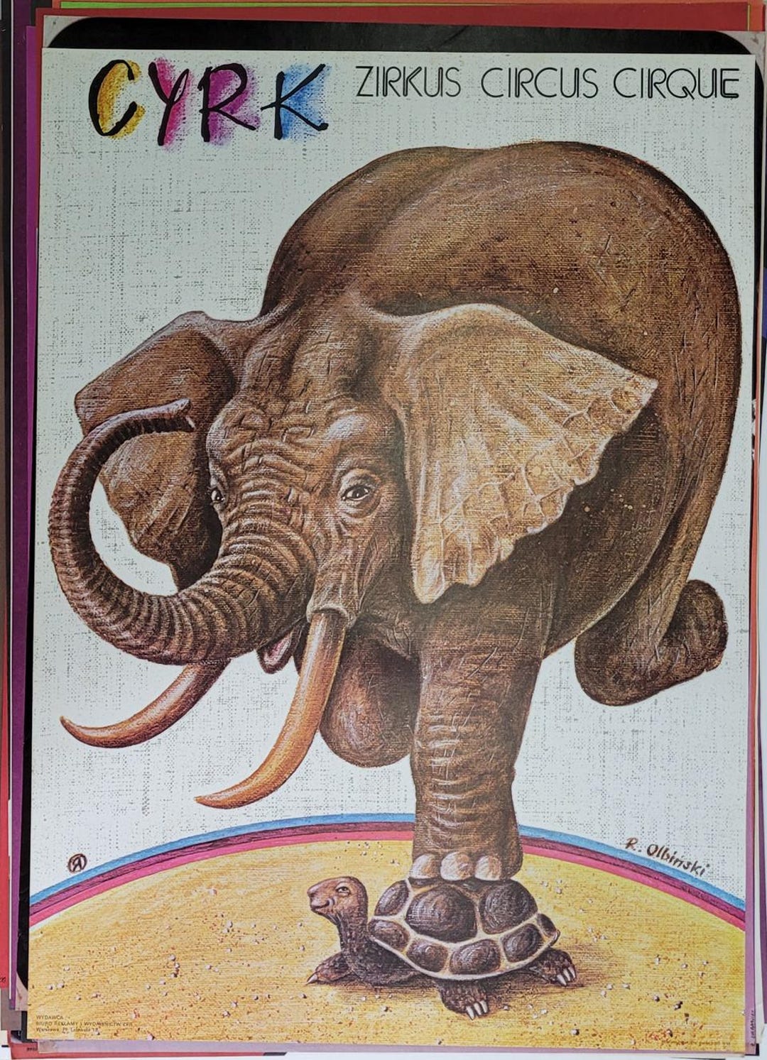 CIRCUS I Elephant Stands on Turtle I Original Polish Circus Poster I ...