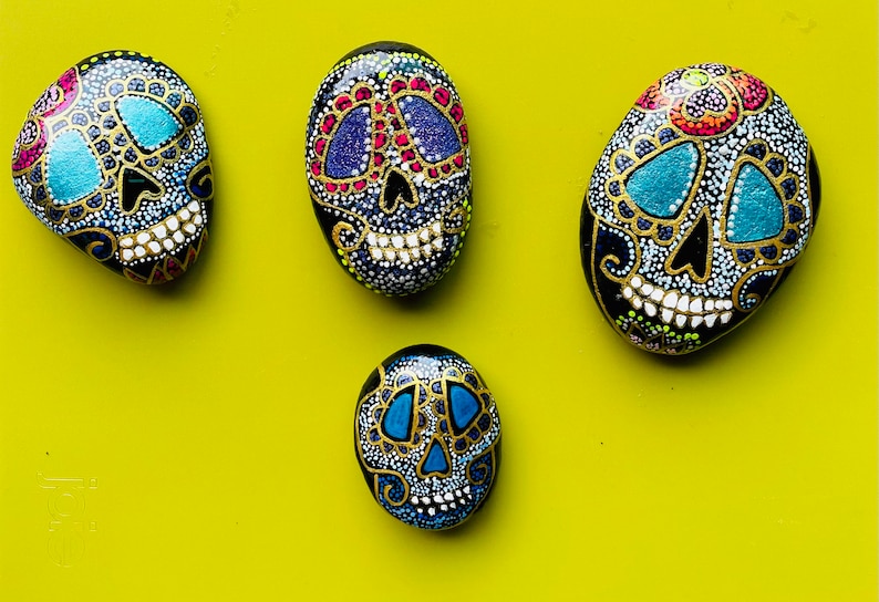Skulls Collection Rock Painting - Etsy