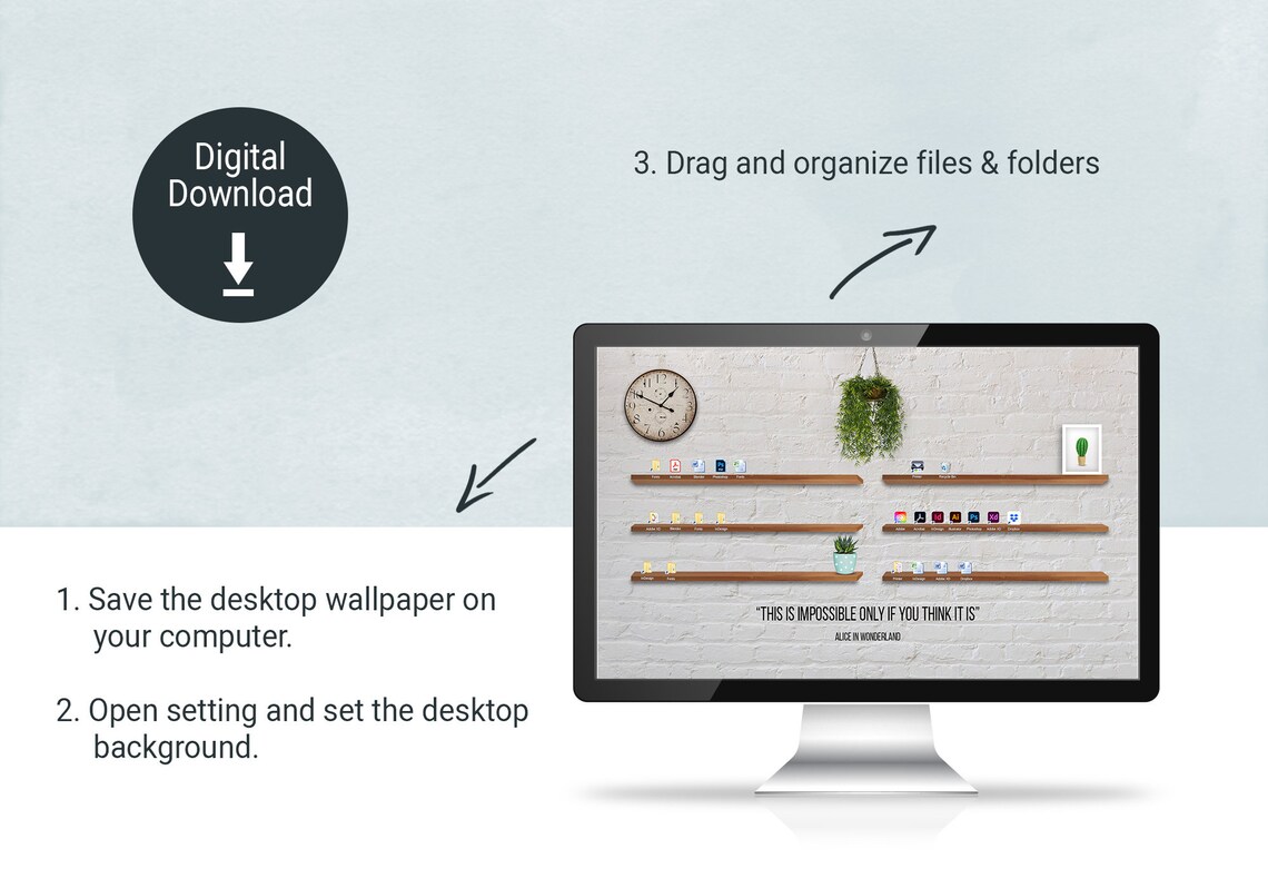 Desktop Organizer, Desktop Wallpaper, Digital Download, Instant ...