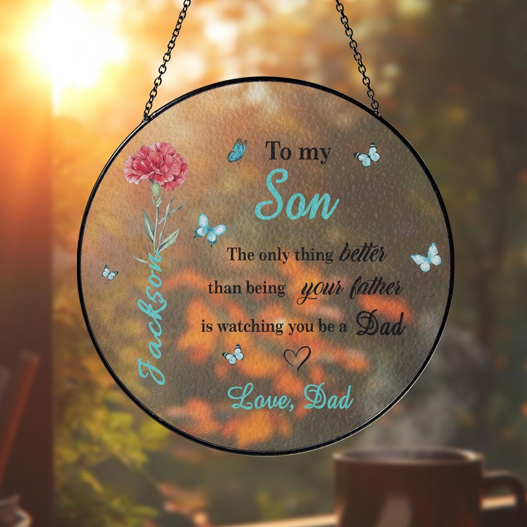 Custom Father Son Stained Glass Suncatcher: New Dad Gift - Etsy