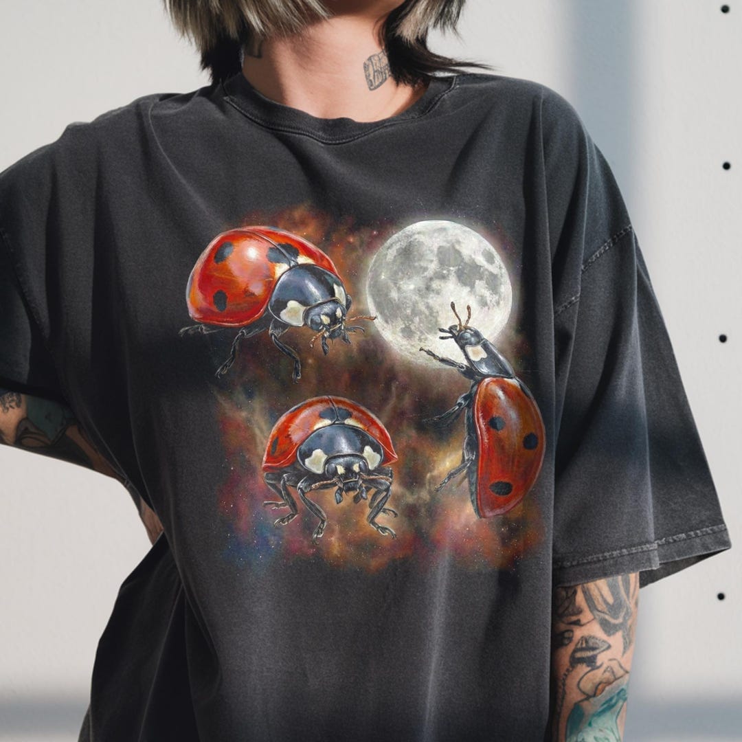 Comfort Colors® Three Ladybug Moon Shirt, Good Luck Gift, Vintage 90s ...